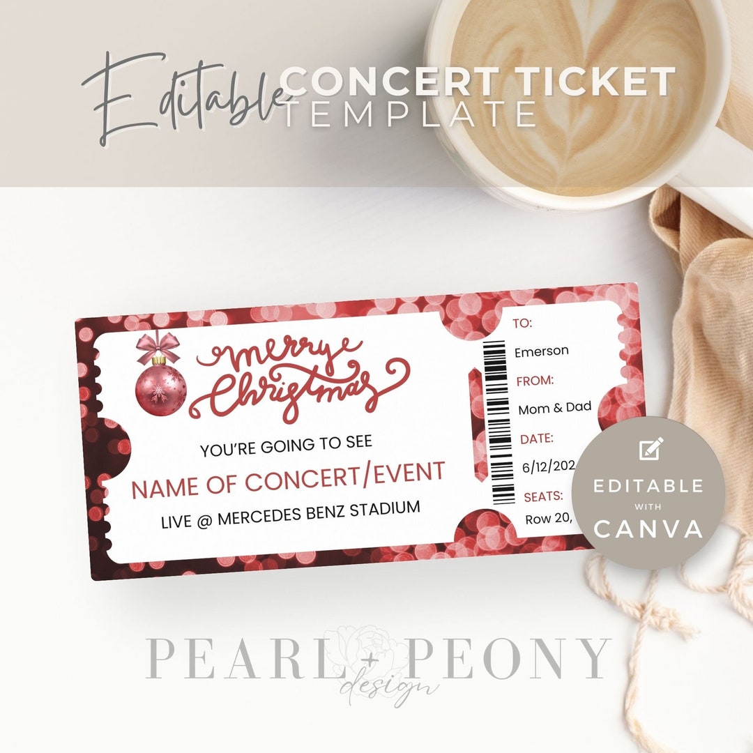 EDITABLE Concert Ticket Template, Personalized Event, Printable ...