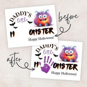 PRINTABLE Cute Halloween Handprint Art Craft for Dad, Little Monster ...