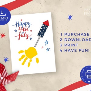 PRINTABLE 4th of July Handprint Craft for Kids, Preschool Activity ...