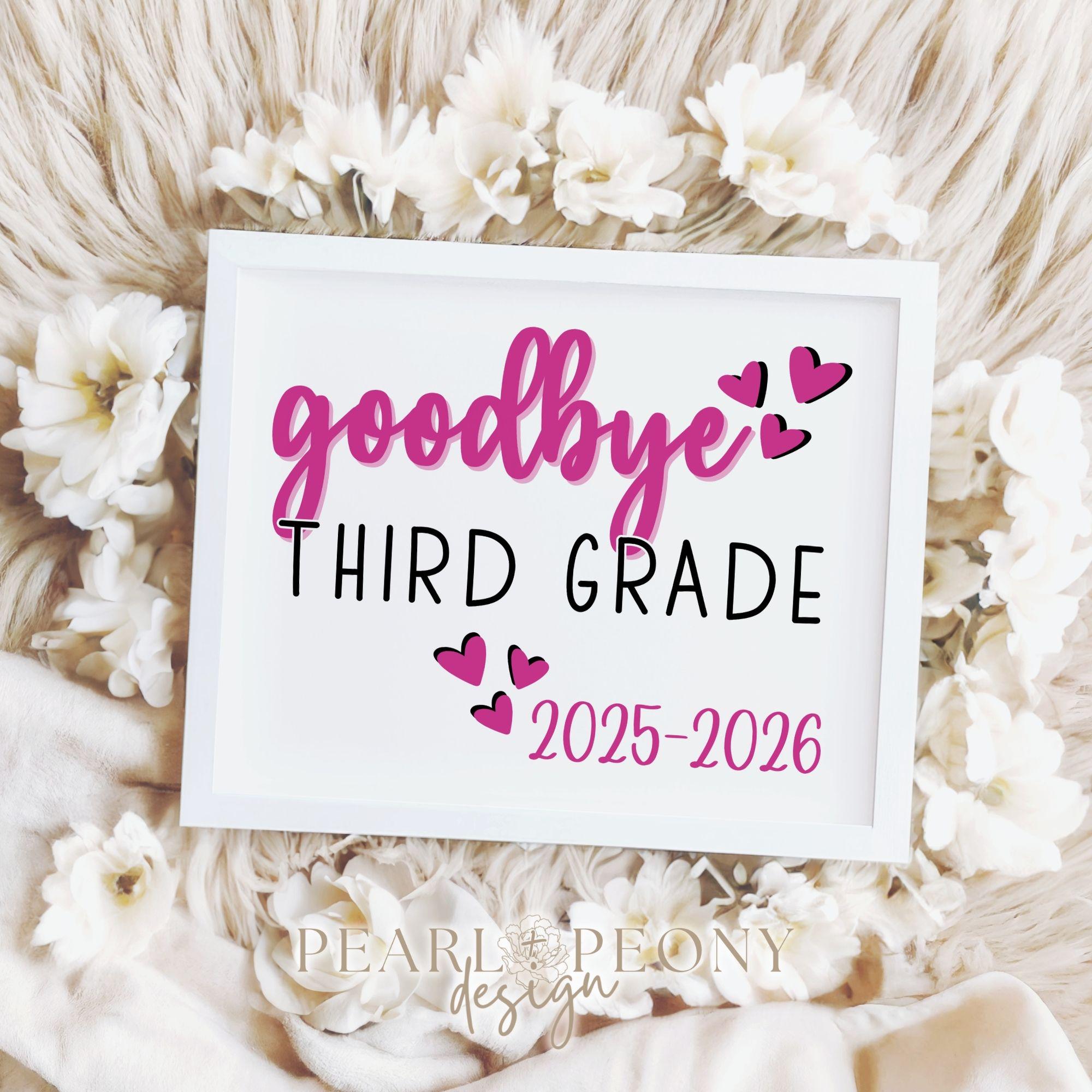 PRINTABLE Pink Preppy Last Day of Third Grade Sign, Goodbye 3rd Grade ...