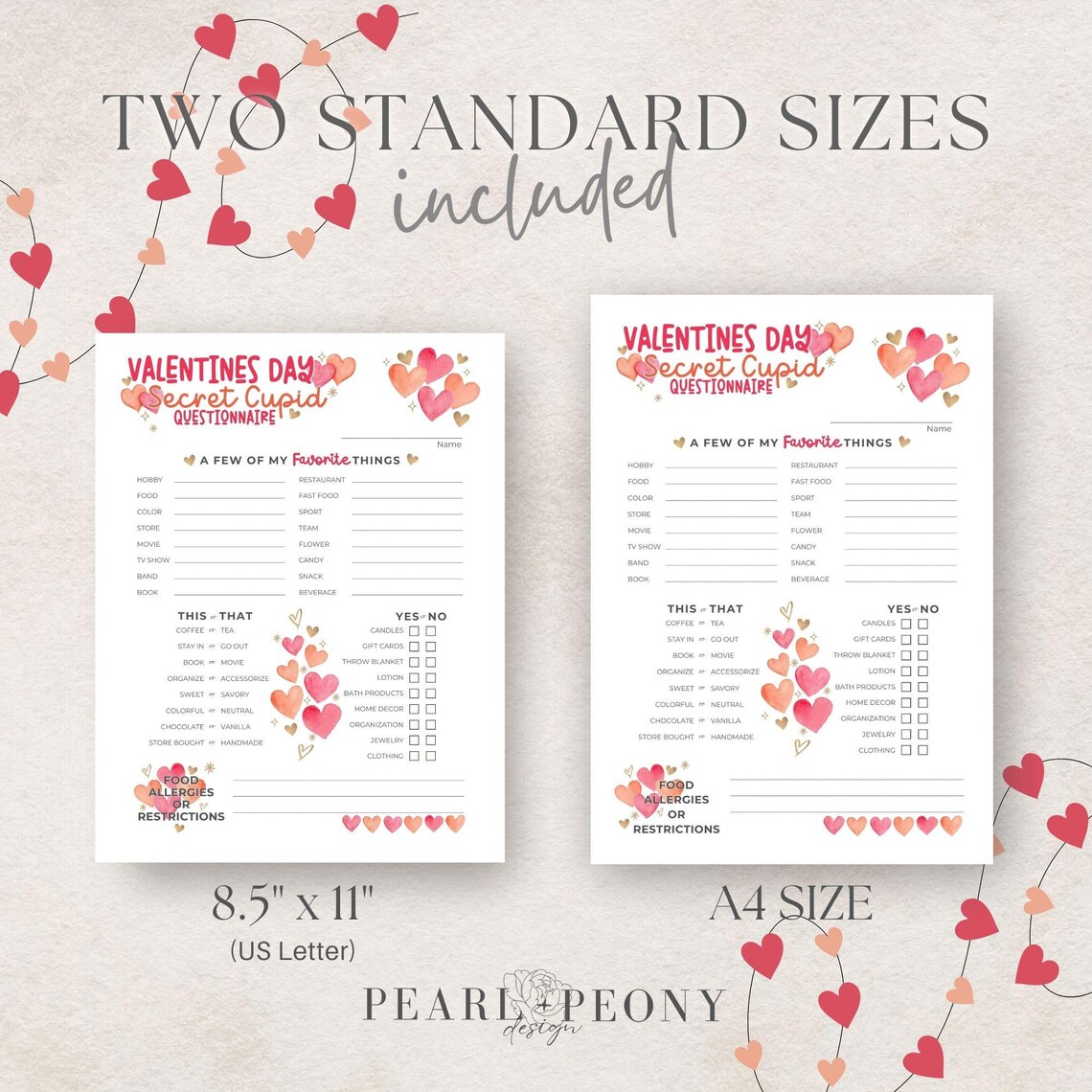 PRINTABLE Valentines Day Secret Cupid Questionnaire for Co-workers ...