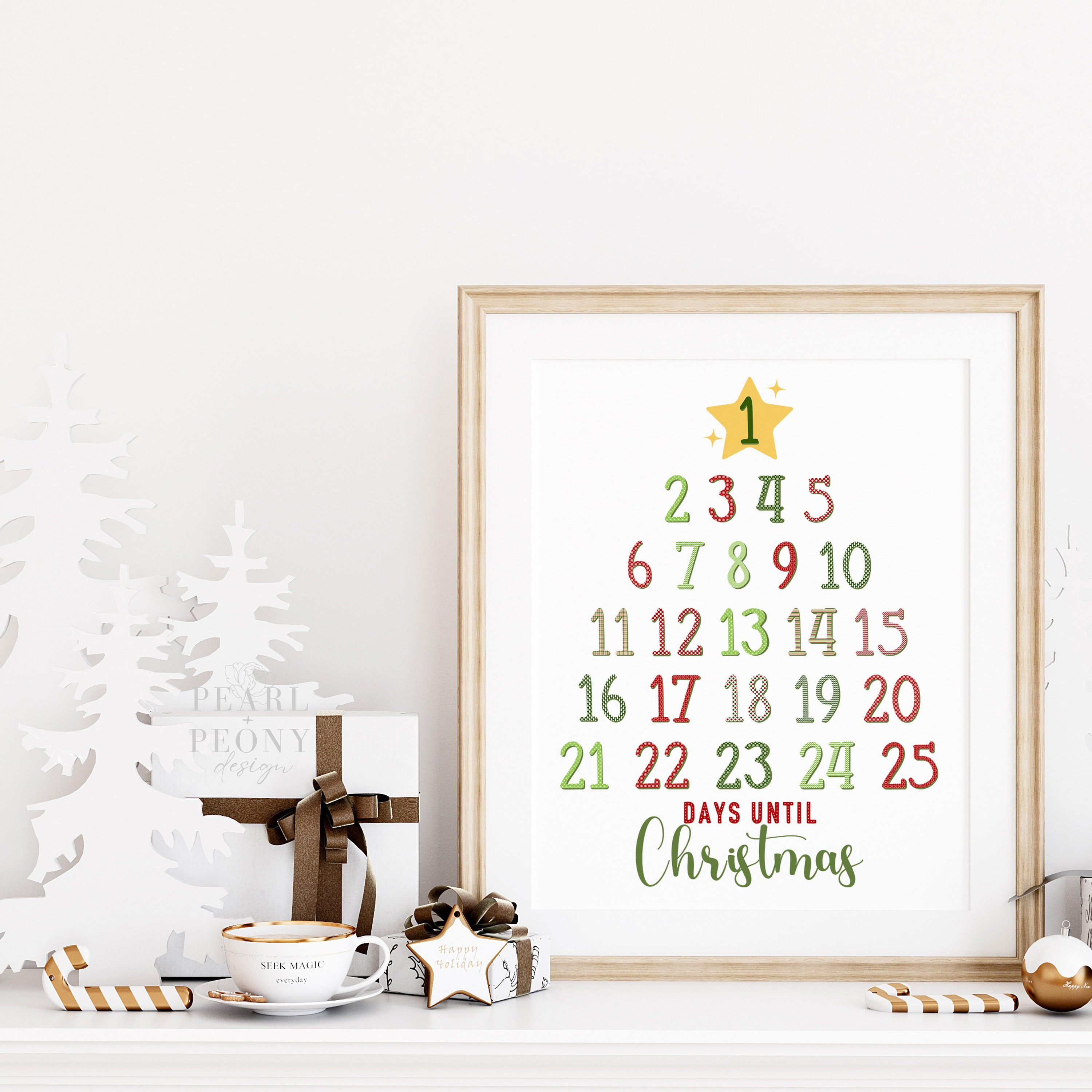 PRINTABLE Christmas Countdown Calendar Trendy Days Until - Etsy