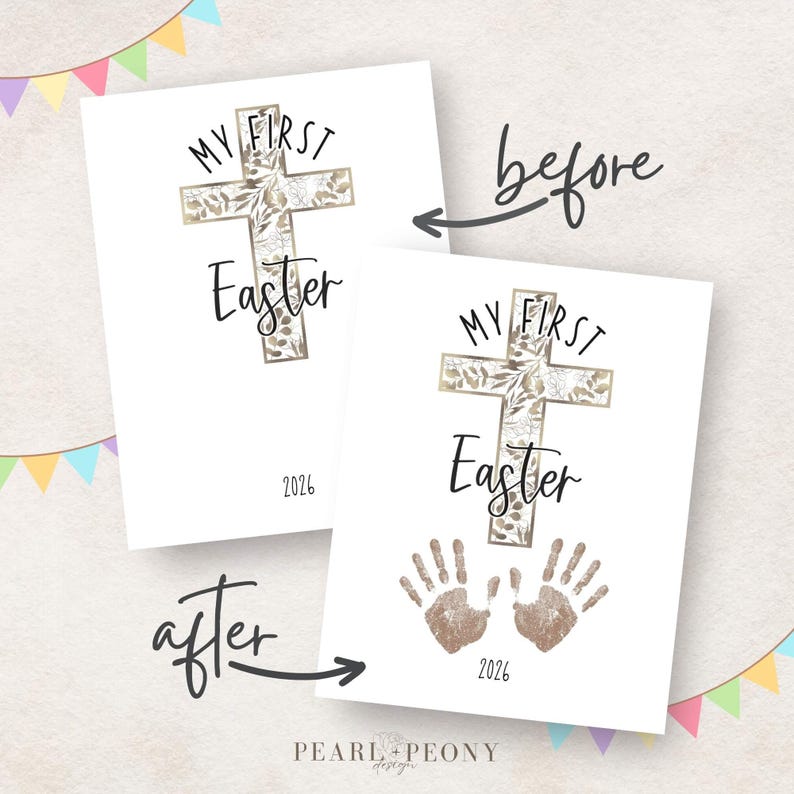 PRINTABLE My First Easter Handprint Art Craft for Baby, Neutral ...