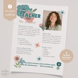EDITABLE Meet the Teacher Template Boho Floral, Printable or Digital ...