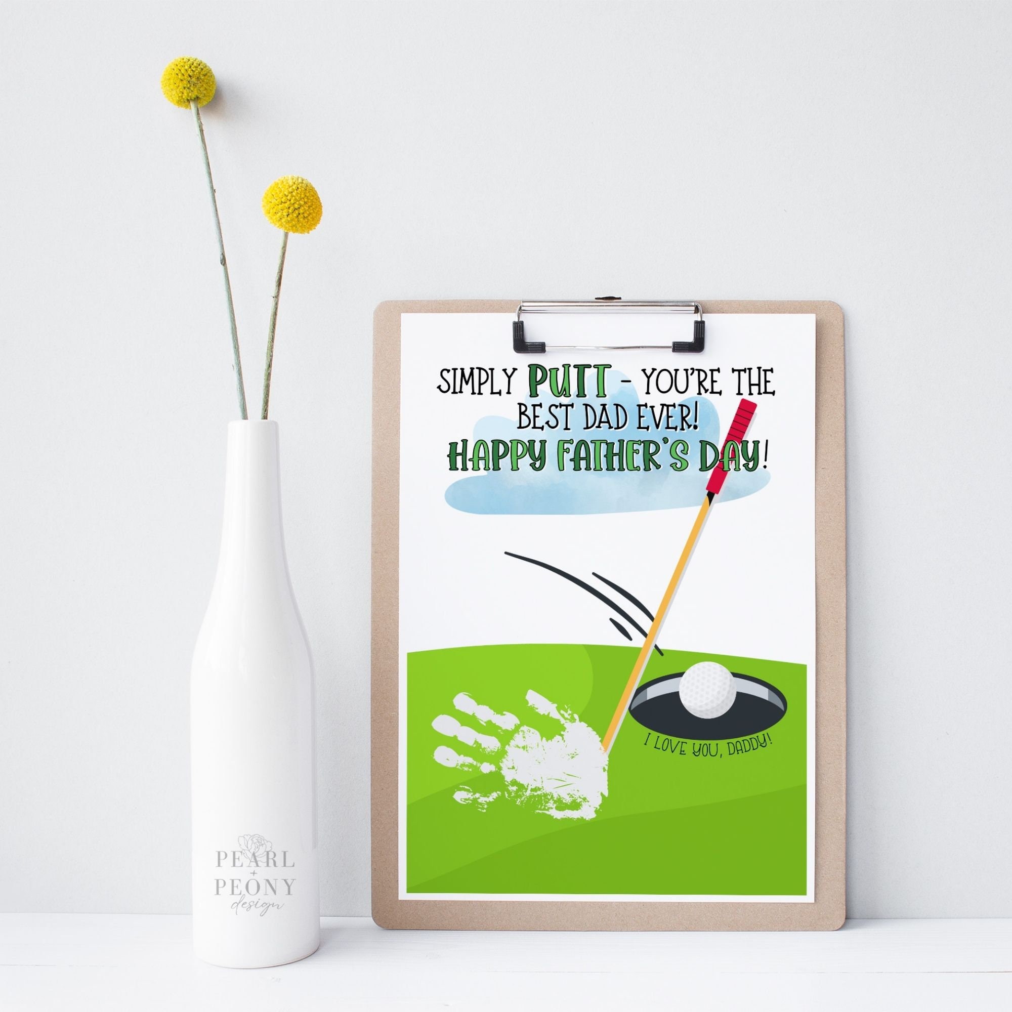 PRINTABLE Happy Fathers Day Golf Handprint Art Craft, Gift From Kids ...