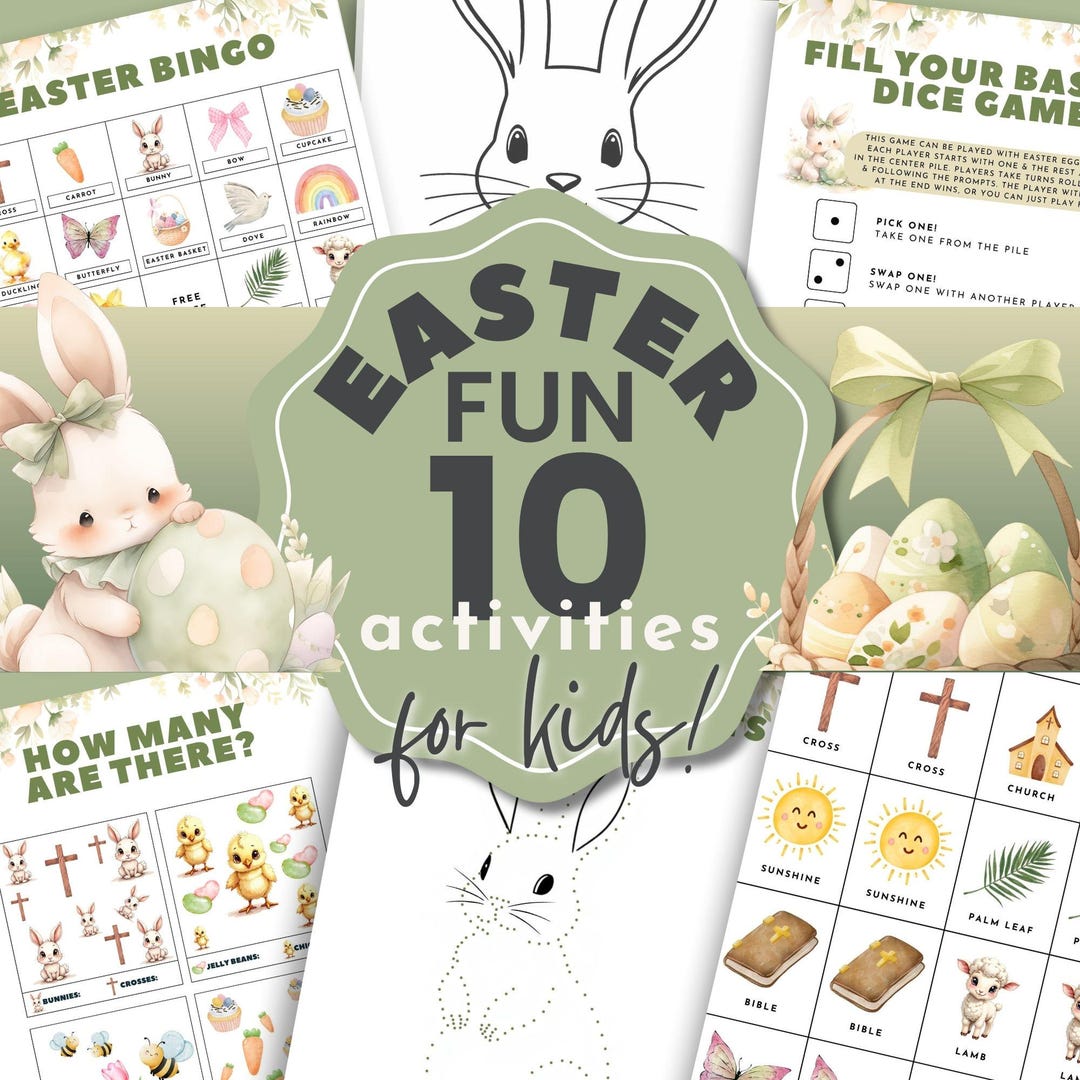 PRINTABLE Easter Activity Pack Bundle for Kids, Easter Basket Learning ...