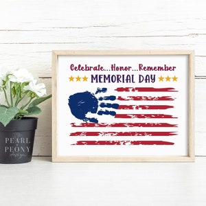 PRINTABLE Memorial Day Handprint Art Craft for Kids, Memorial Day ...