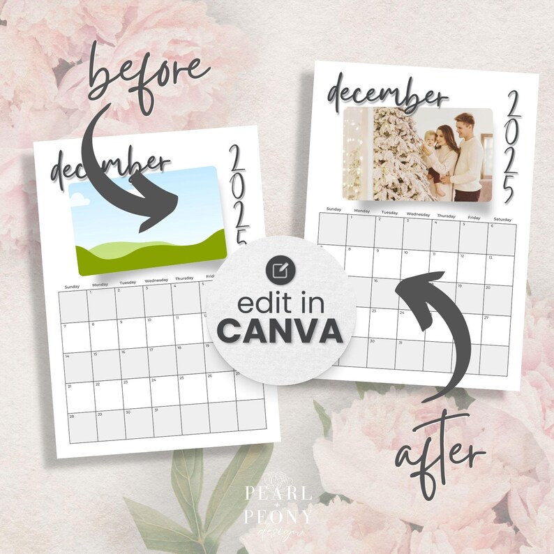 2025 Personalized Photo Calendar Template, Custom Monthly Pages, DIY ...