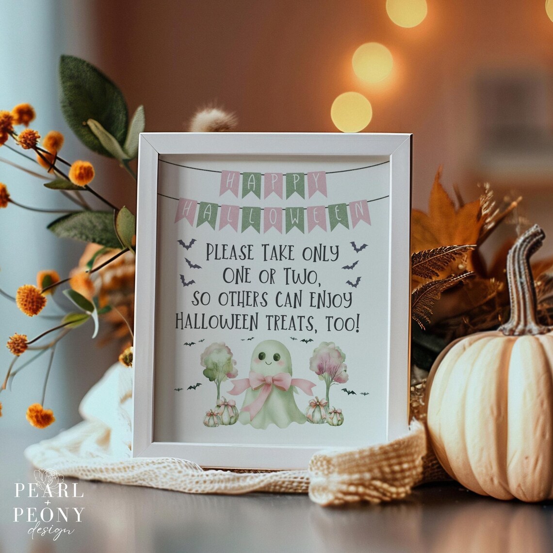 PRINTABLE Cute Ghost Halloween Candy Bowl Sign, Please Take One, Trick ...