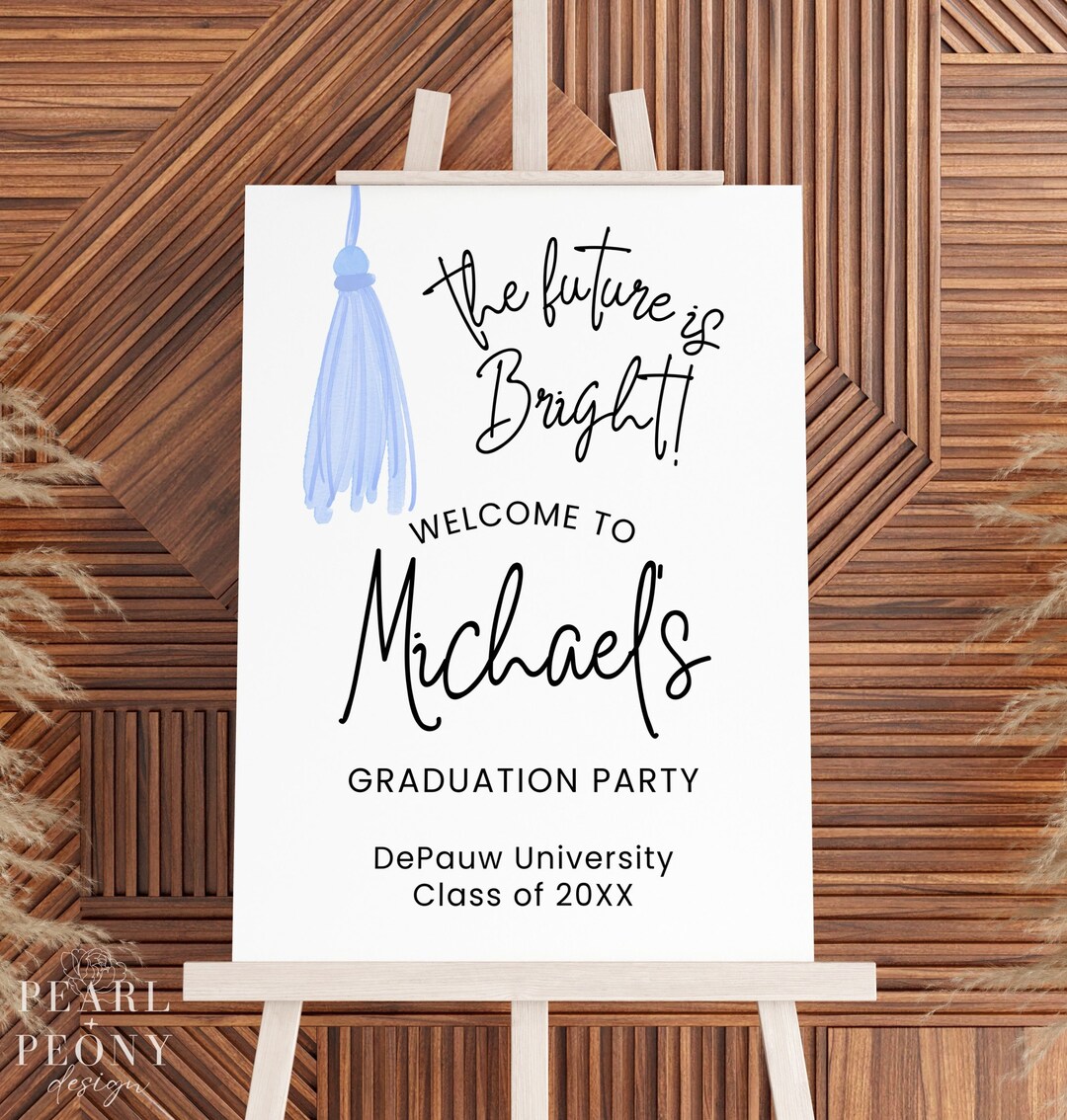 EDITABLE Graduation Party Welcome Sign Template | Blue Watercolor ...