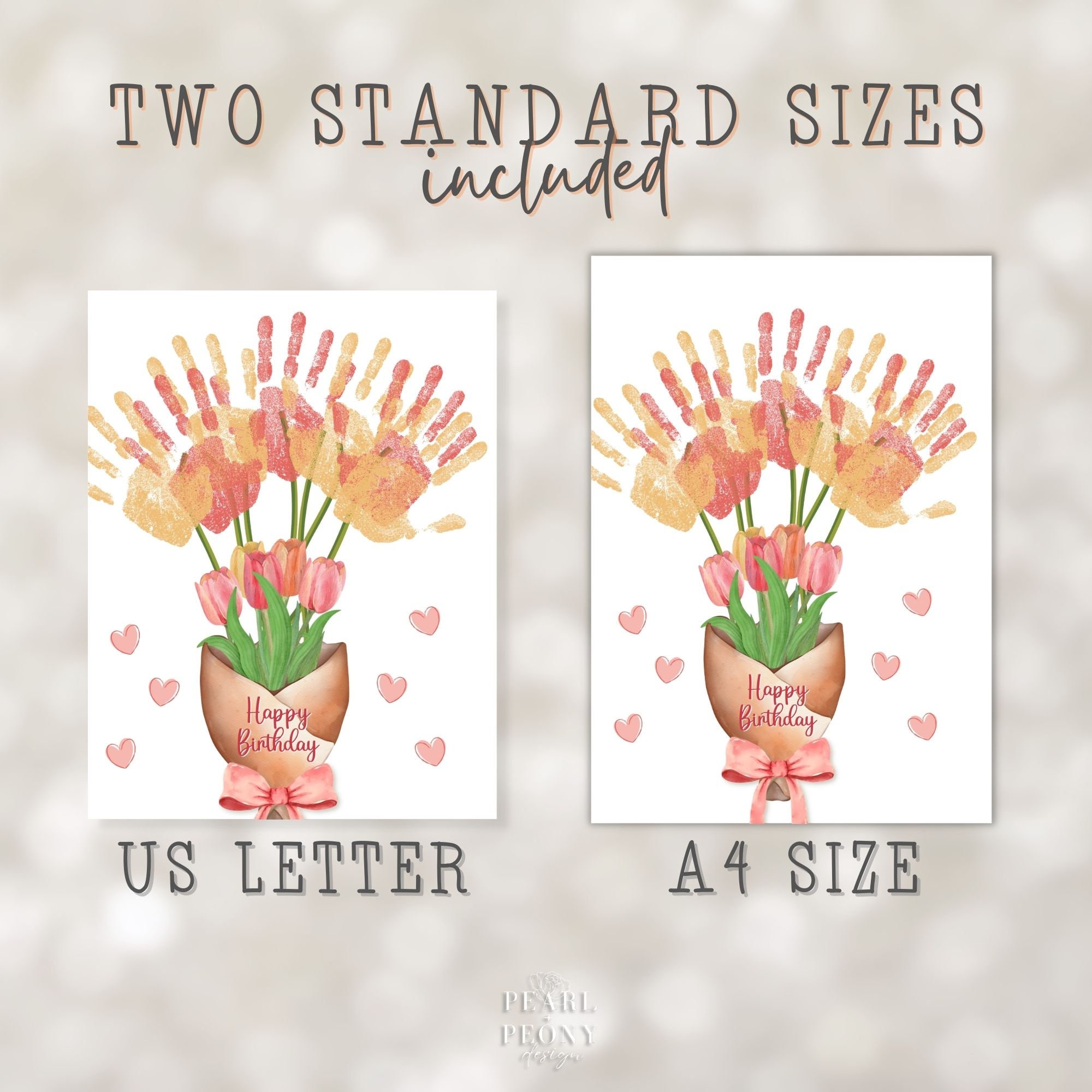 PRINTABLE Happy Birthday Handprint Art Craft, Tulip Handprint Bouquet ...