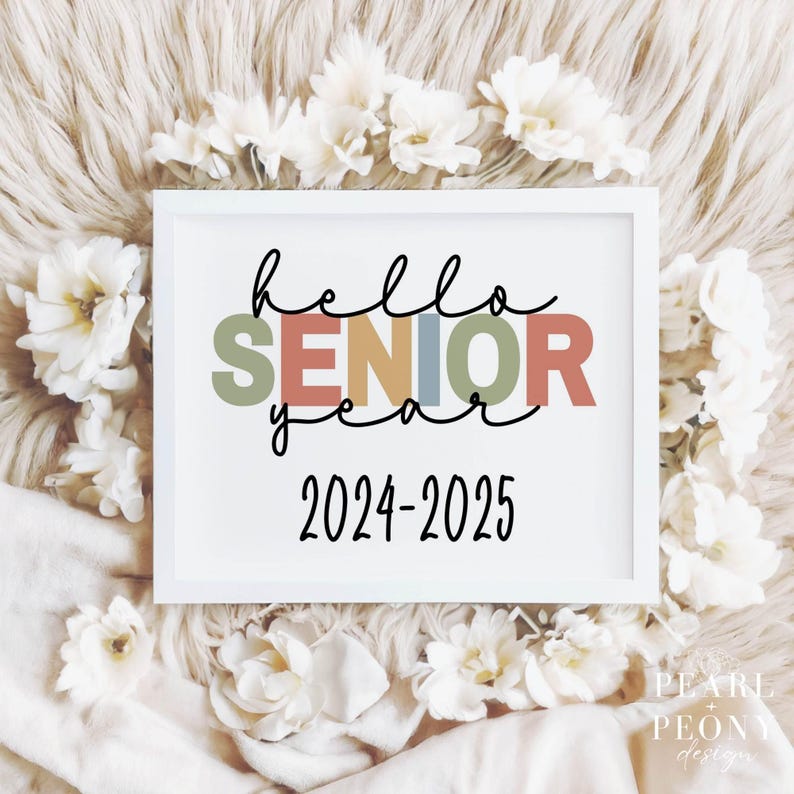 PRINTABLE 2024 Boho First Day of Senior Year 12th Grade Sign, Aesthetic ...