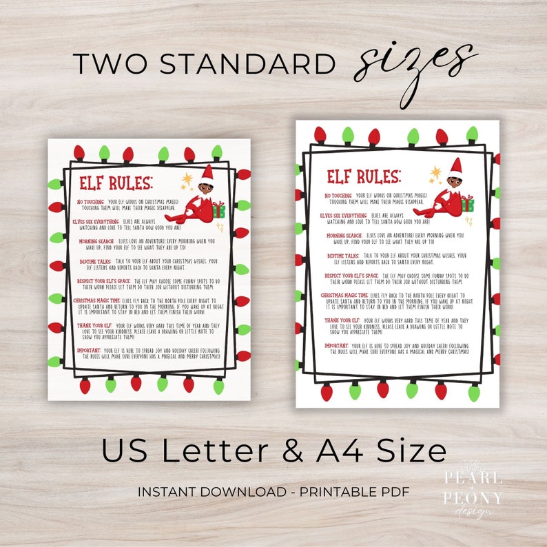 PRINTABLE Black Christmas Elf Rules Sign, Elf Magic Rules, Elf Arrival ...