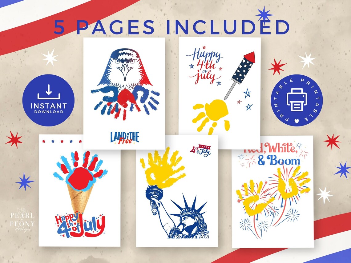 PRINTABLE 4th of July Handprint Craft for Kids Preschool - Etsy