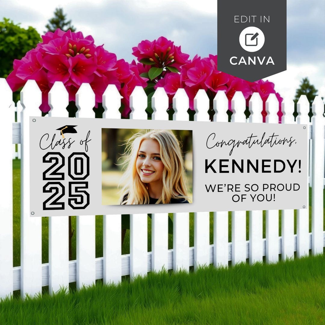 EDITABLE Graduation Banner Template, Class of 2025 Custom Photo Sign ...