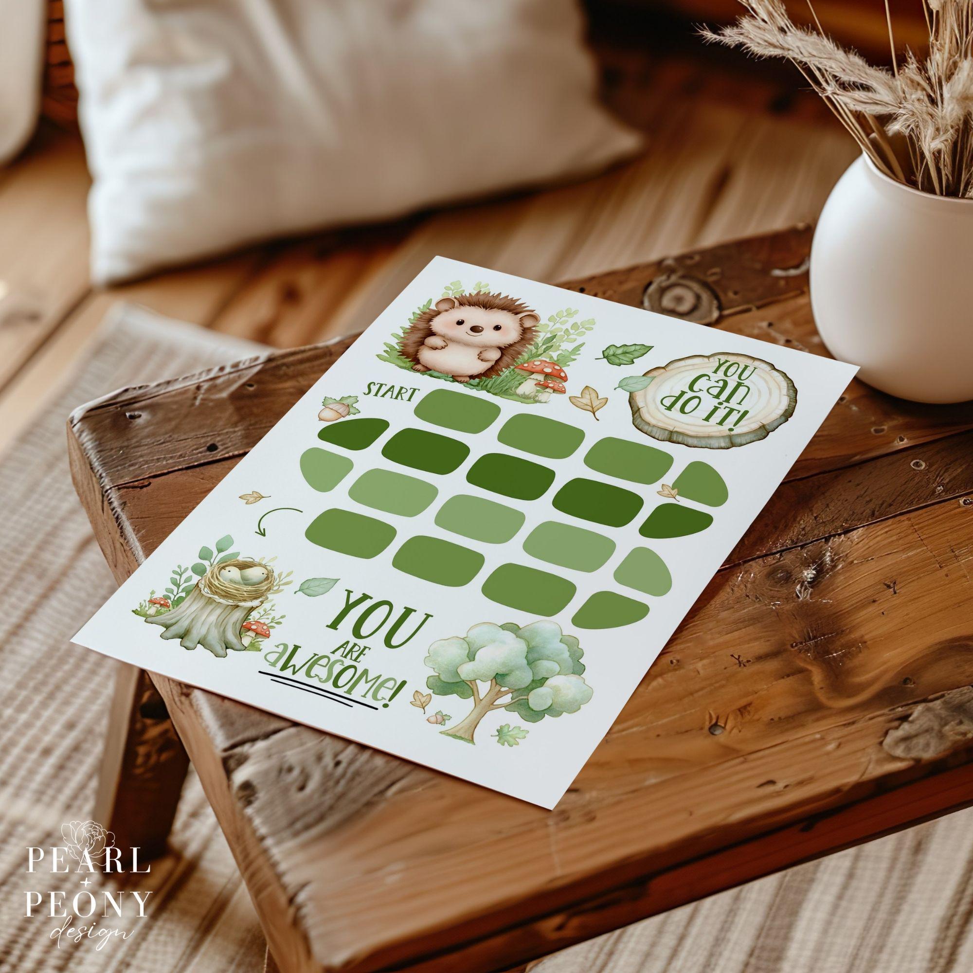 PRINTABLE Cute Hedgehog Reward Chart, Kids Chore Chart, Routine Sticker ...