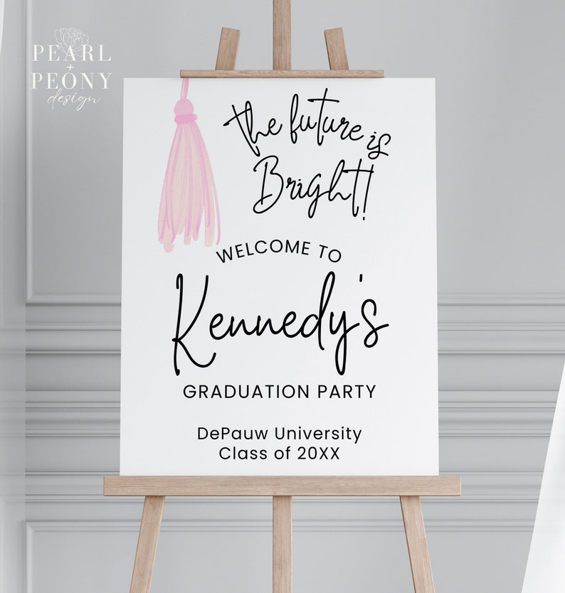 EDITABLE Graduation Party Welcome Sign Template | Blush Pink Watercolor ...
