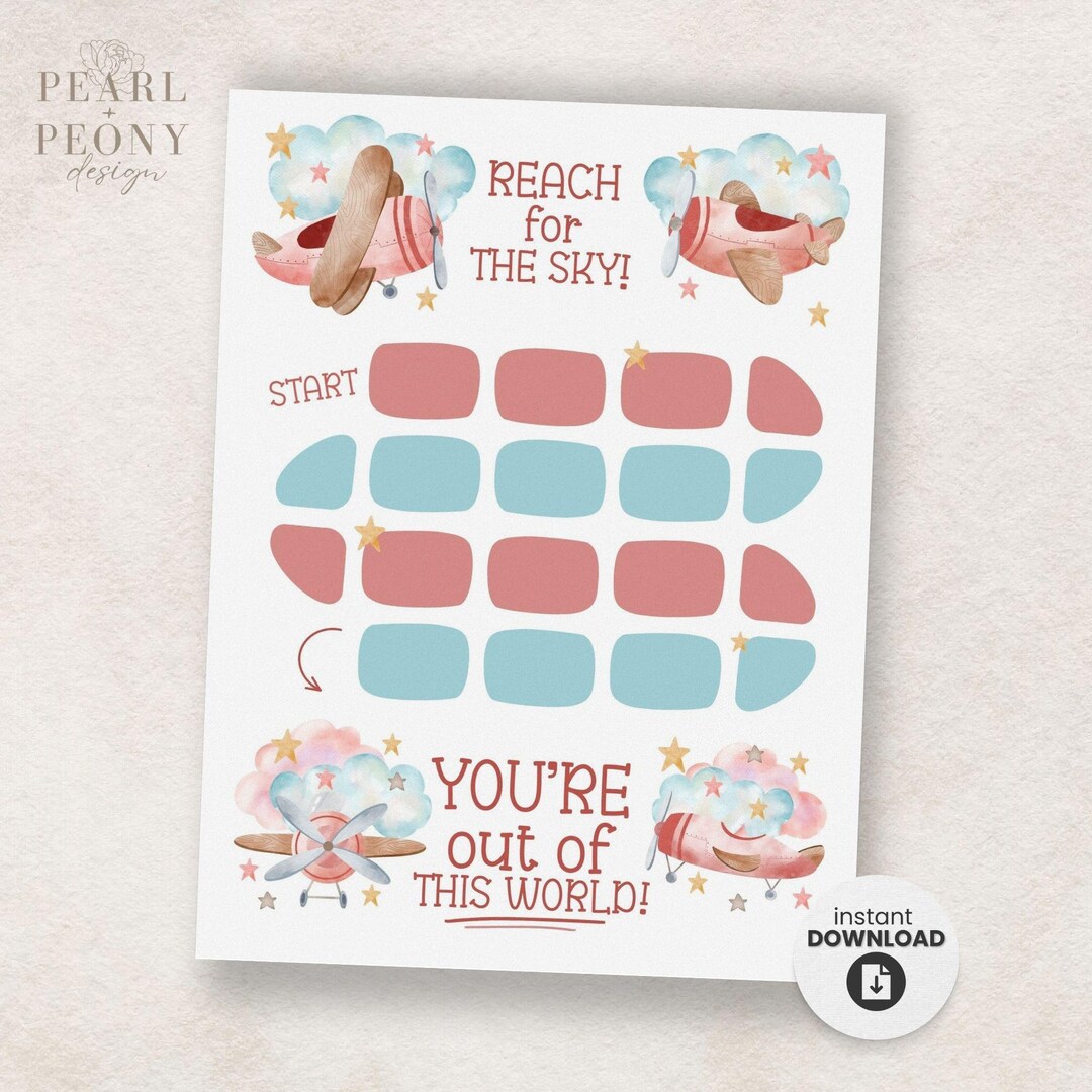 PRINTABLE Cute Pink Airplane Reward Chart, Kids Chore Chart, Routine ...