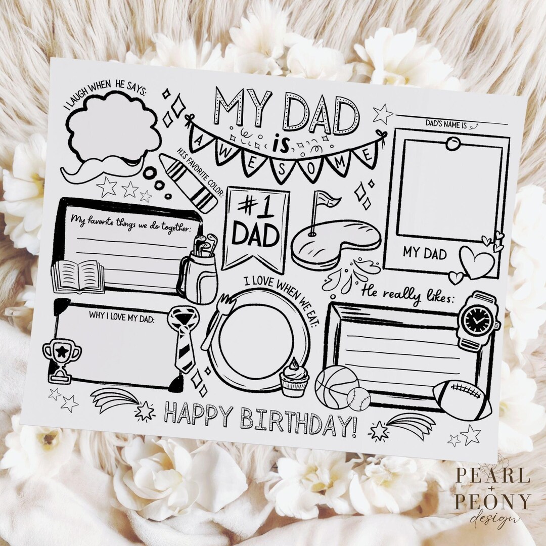 PRINTABLE Happy Birthday All About Dad Fill in Blanks Questionnaire for ...