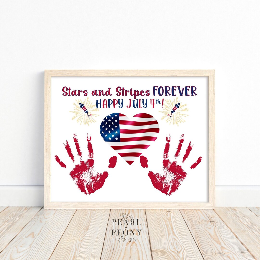 PRINTABLE July 4th Handprint Art Craft for Kids, 4th of July Activity ...