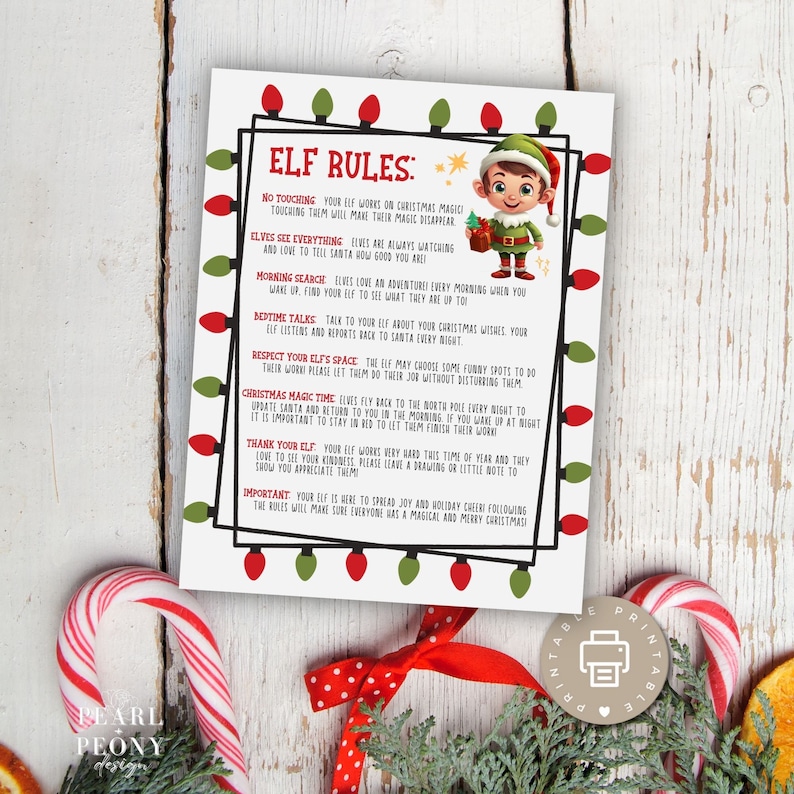 PRINTABLE Christmas Elf Rules Sign, Elf Magic Rules, Elf Arrival Rules ...