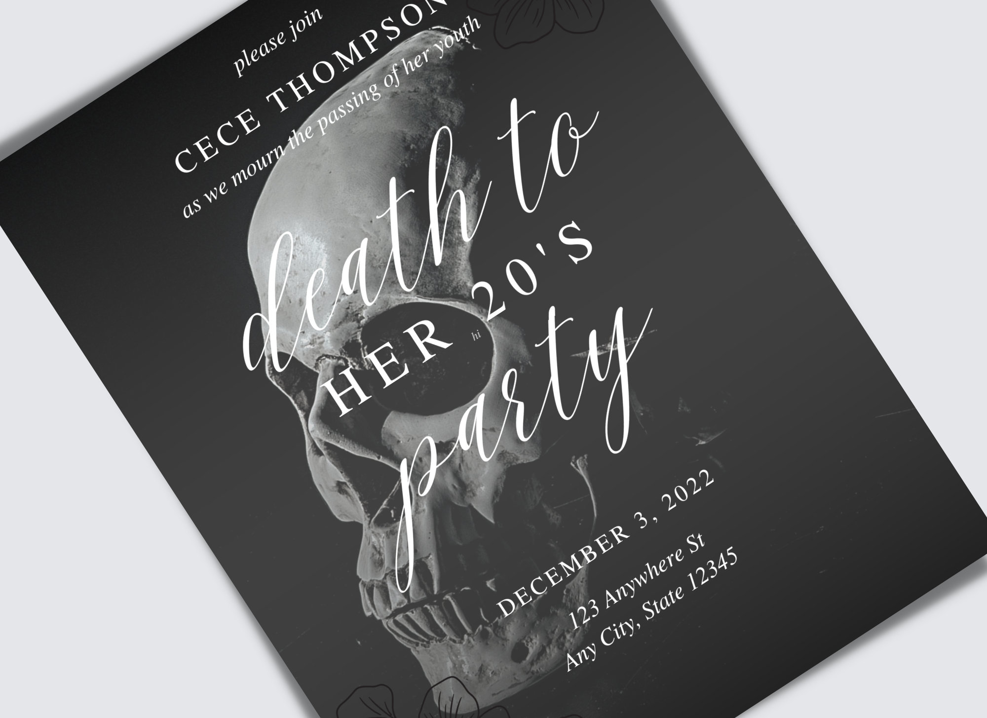DEATH TO 20s PARTY, 30th Birthday Party, Skull Birthday Invite ...
