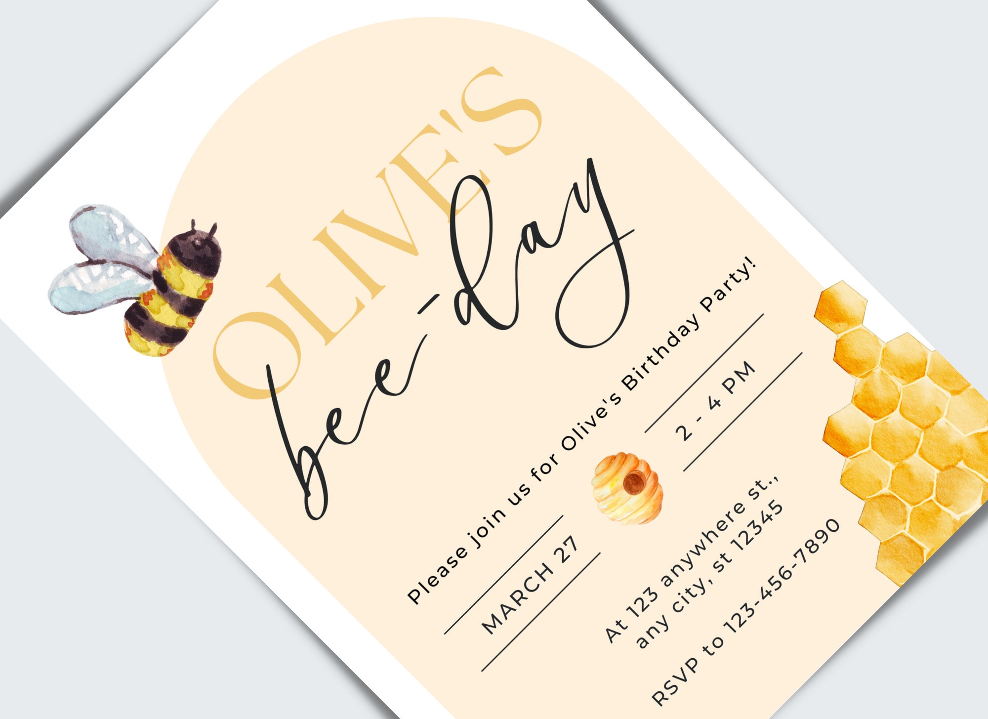 BEE DAY Birthday Party Invitation, Bee Birthday Invite, Gender Neutral ...