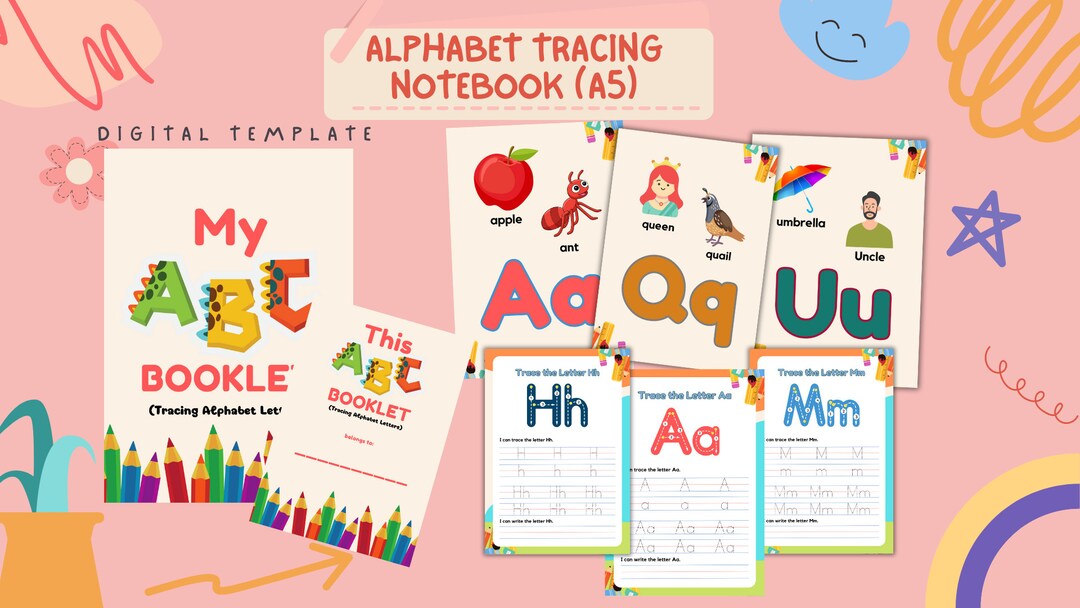 A5 Alphabet Tracing Notebook: Homeschooling Preschool Kindergarten ...
