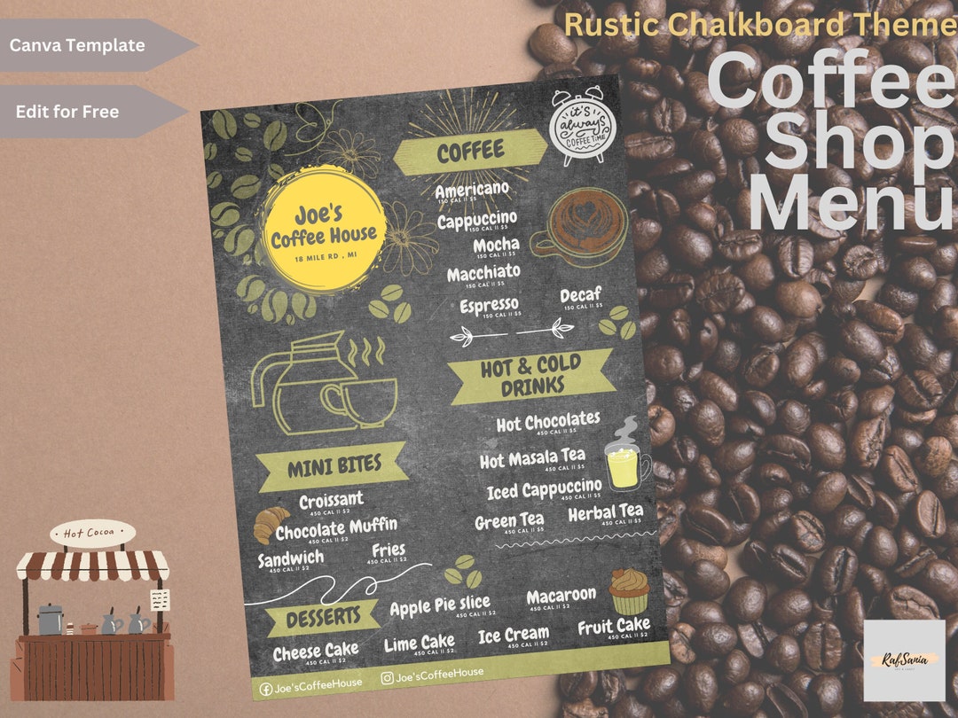 Coffee Shop Menu Template || Canva Template || Edit for Free || Rustic ...