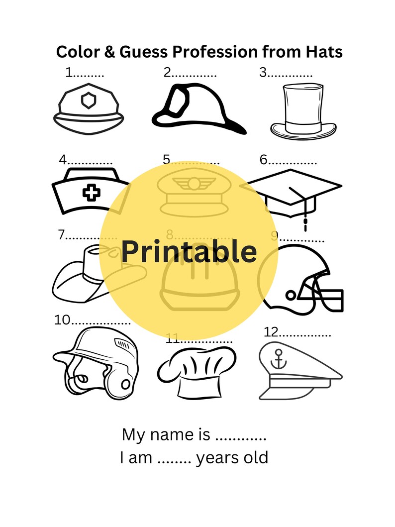 Kids Coloring Page || Guess Profession From Hats || Educational ...