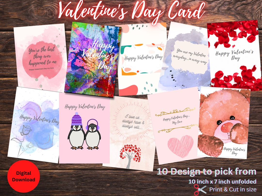 Printable Valentine's Day Card, Minimalist Card, Custom Cards, 10 ...