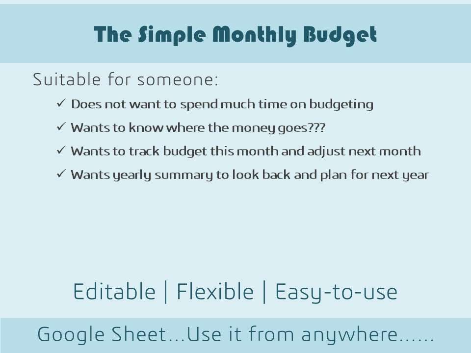 Monthly Budget & Expense Template Google Sheet, Simple and Minimalist ...