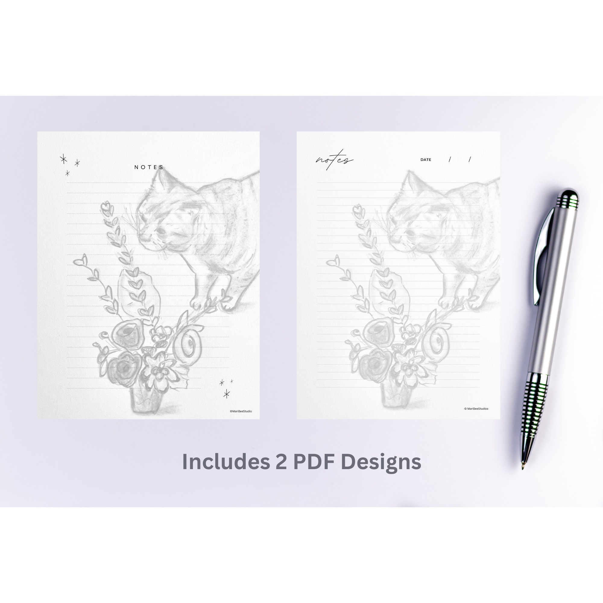 Printable Cat Sketch Stationary Notepad, Cat Portrait Stationary, Pet ...