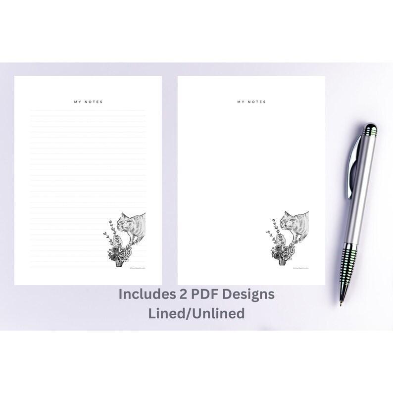 Printable Cat Sketch Stationary Notepad, Cat Portrait, Pet Sketch ...