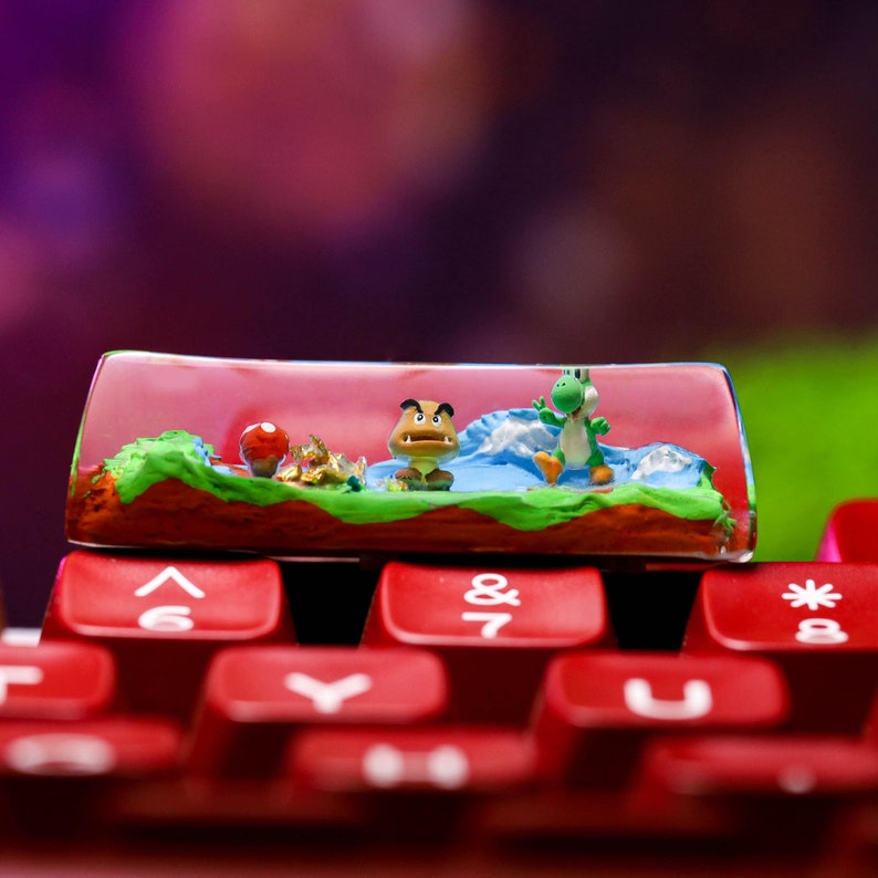 2.25U SA SP Su.p.er Mushroom Custom Keycap, Artisan Enter Keycap, Party ...