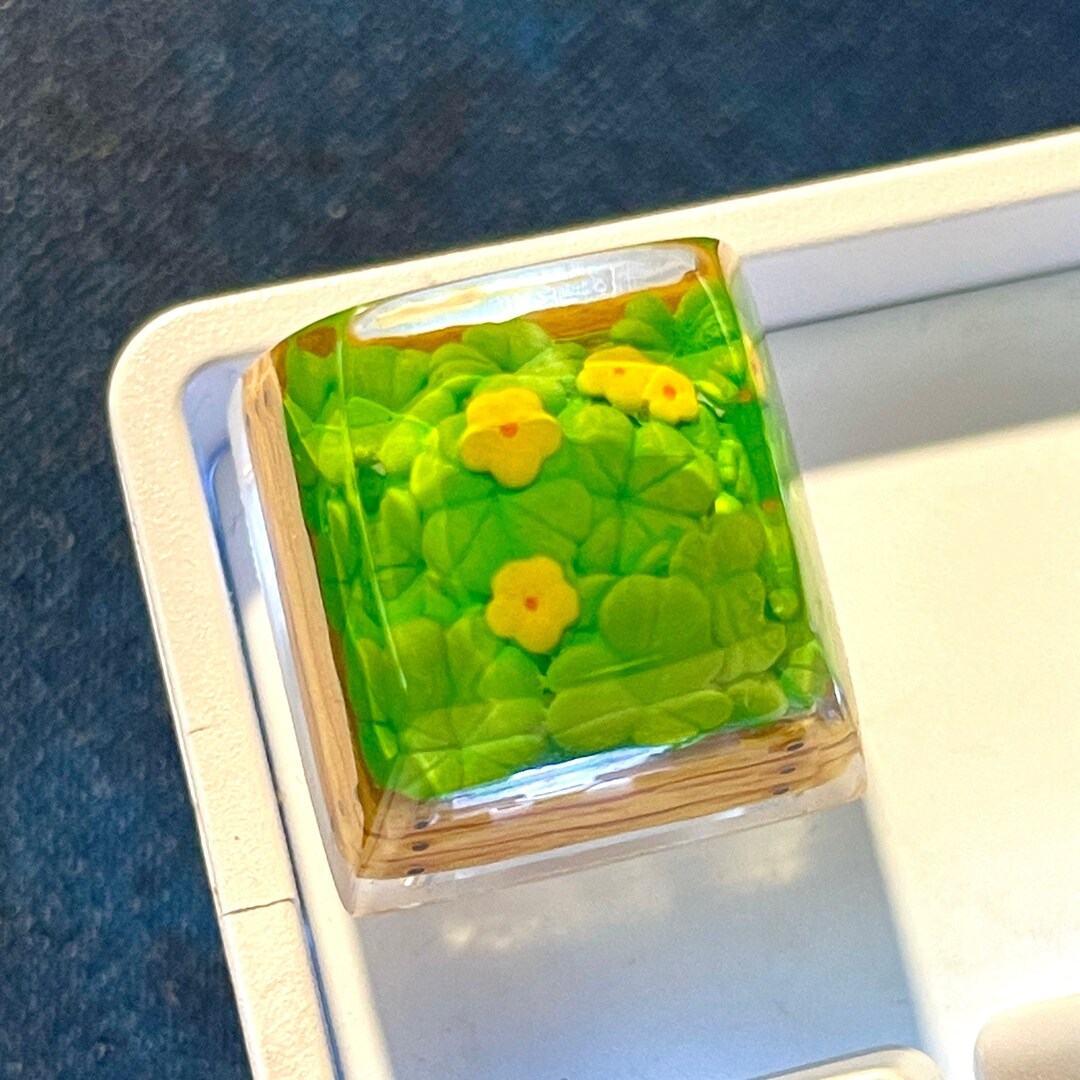 Handmade Plant Keycap,four-leaf Clover Resin Keycap,flowers Keycap ...