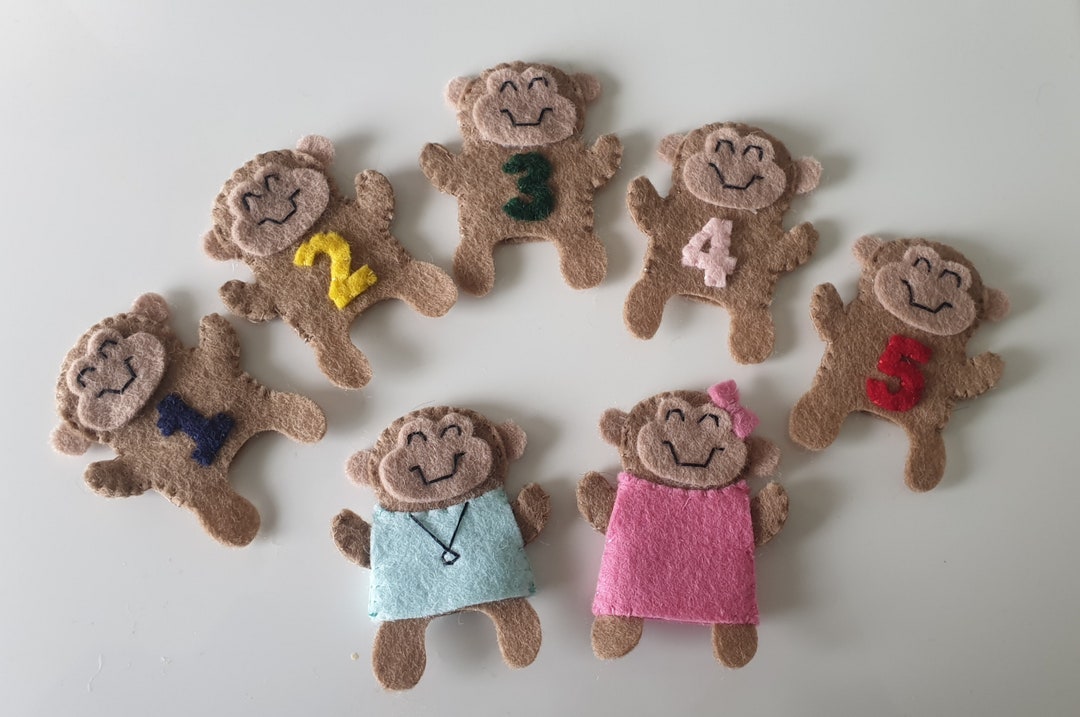 5 Cheeky Monkeys Finger Puppet Set - Etsy