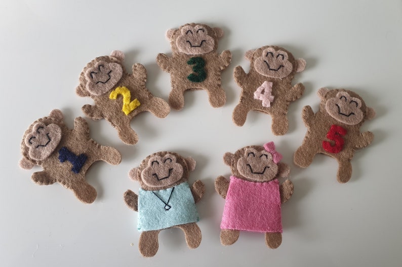 5 Cheeky Monkeys Finger Puppet Set - Etsy Australia