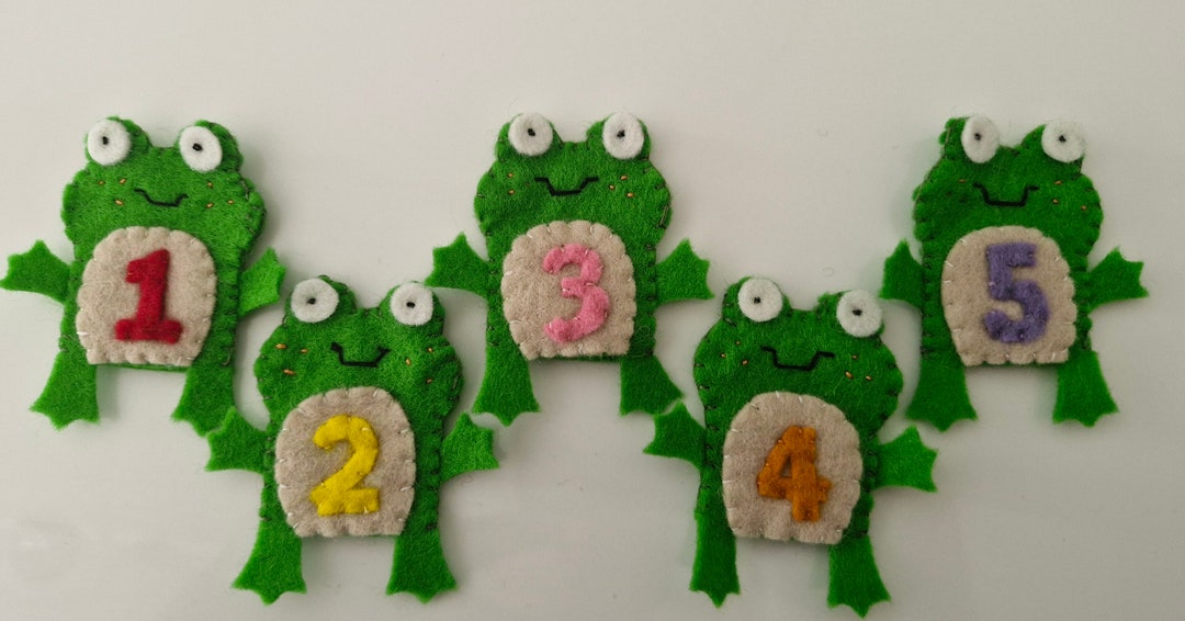 Five Green Speckled Frogs Finger Puppet Set - Etsy