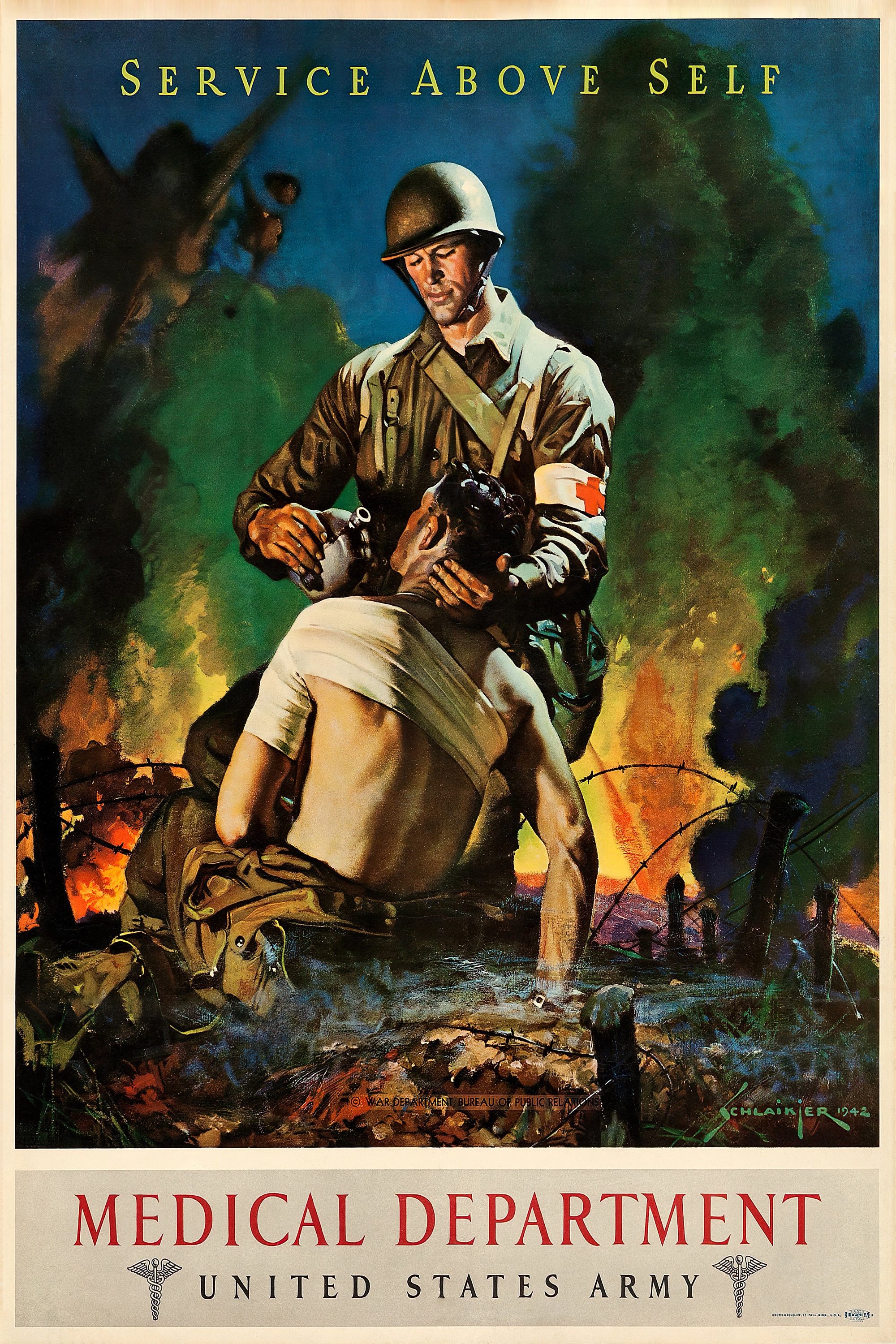 Service Above Self Medic WWII Propaganda Canvas Poster World War II Art ...