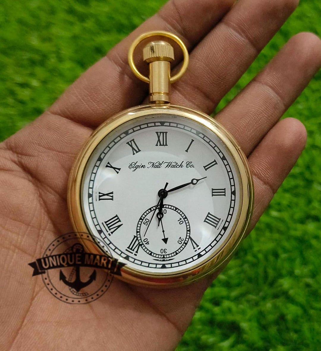 Nautical Brass Pocket Watch: Vintage Elgin Style, Handmade 2" - Etsy