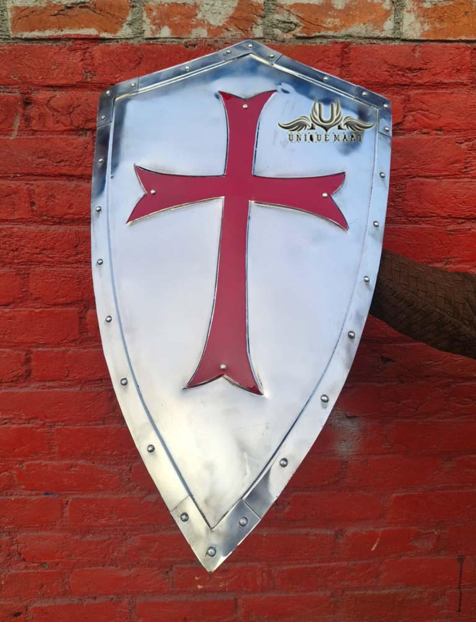 Medieval Armor Knight Red Cross Shield | Battle Warrior Templar Heater ...