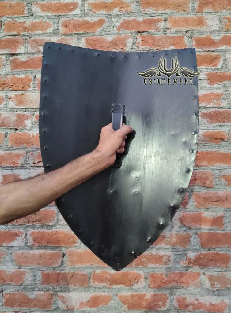 Medieval Knight Templar Heater Shield - Red Cross Battle Shield ...