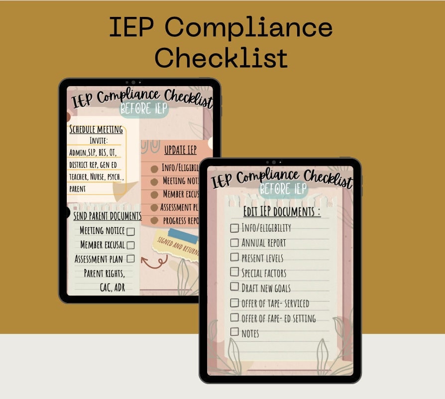 Special Education IEP Checklist (BEFORE IEP) - Etsy