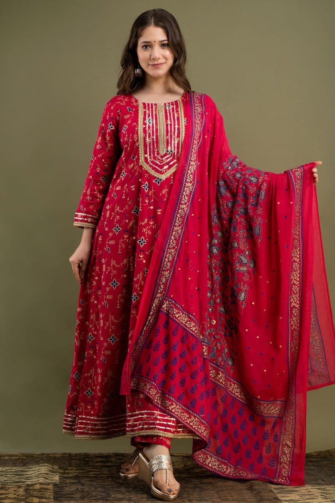 Ndian Women Bollywood Superstar Style Anarkali Red Color Kurta - Etsy