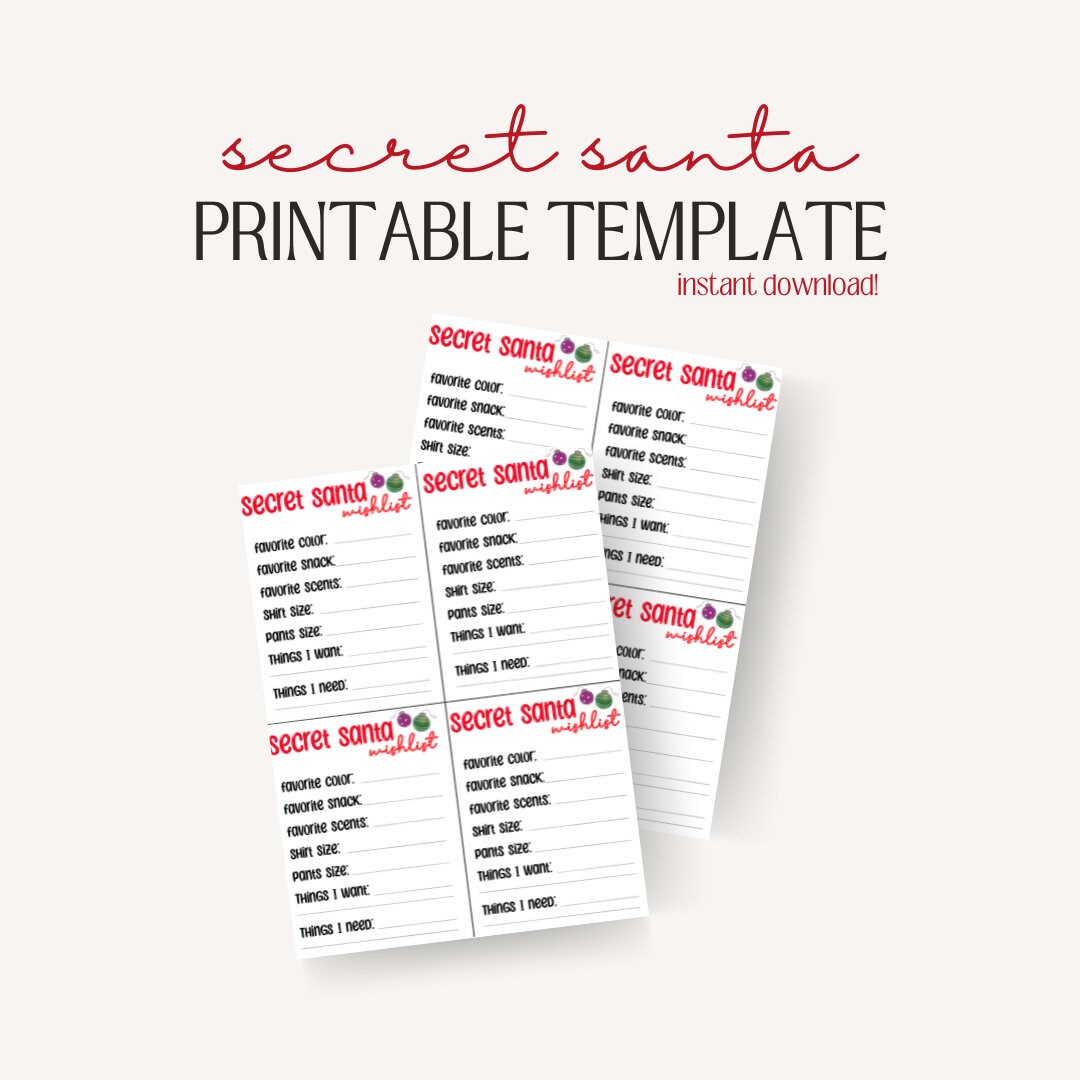 Secret Santa Printable, Simple Secret Santa Download - Etsy