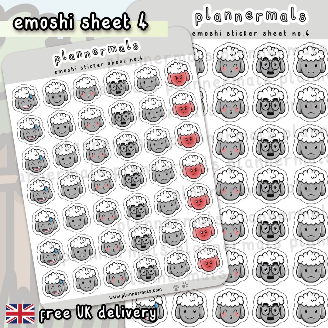 42 Emoji Sheep Stickers Emotion Tracker Journaling Sticker Sampler ...