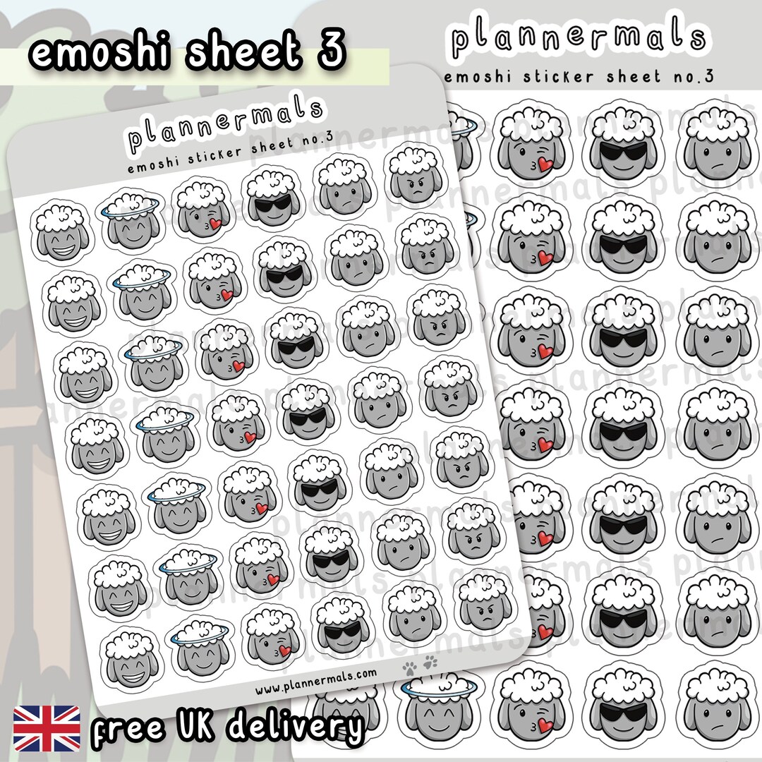 42 Emoji Sheep Stickers Emotion Tracker Journaling Sticker Sampler ...