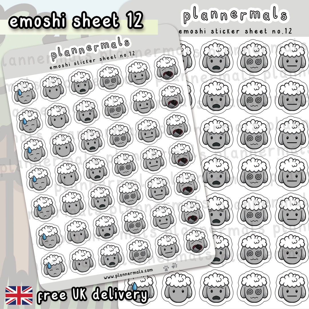 42 Emoji Sheep Stickers Emotion Tracker Journaling Sticker Sampler ...