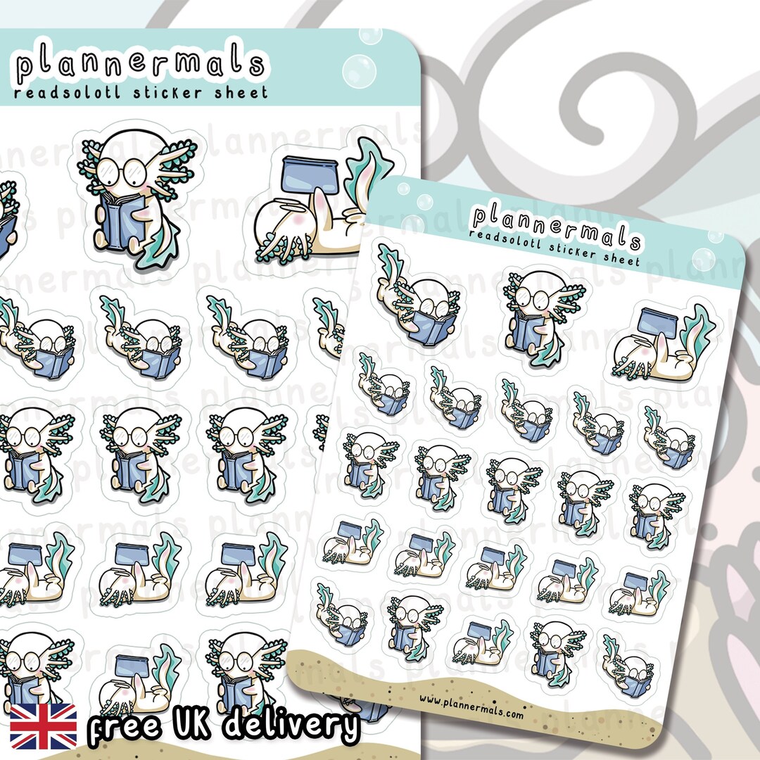 Axolotl Sticker Sheet Cute Reading Tracker Sticker Book Journal Deco ...
